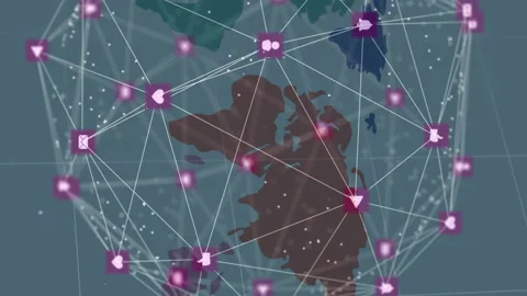 Animation of globe of connections over w... | Stock Video | Pond5