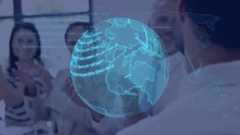 Animation of globe with data and map mov... | Stock Video | Pond5