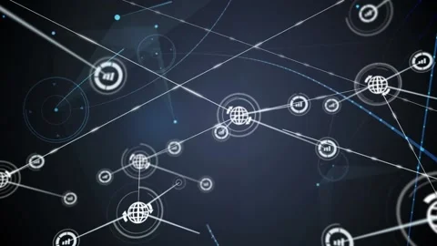 Animation of globe icons connecting dots... | Stock Video | Pond5