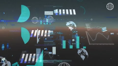 Animation of globe icons over multiple g... | Stock Video | Pond5