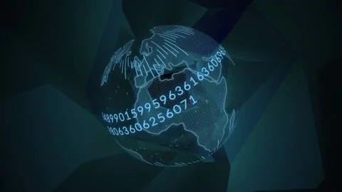 Animation of globe with numbers over dig... | Stock Video | Pond5