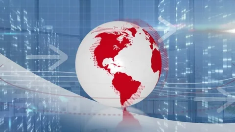 Animation of globe over moving columns o... | Stock Video | Pond5
