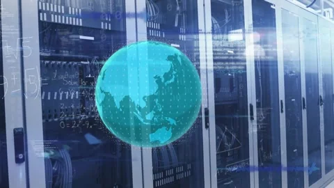Animation of globe, profile icons, mathe... | Stock Video | Pond5