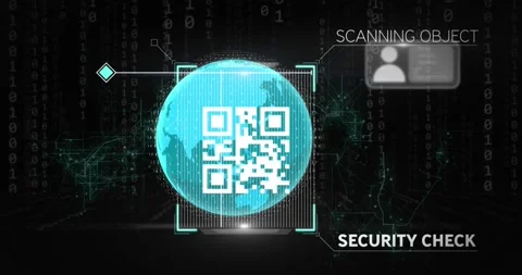 Animation of globe with qr code, icons a... | Stock Video | Pond5