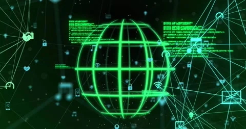 Animation of globe rotating with connect... | Stock Video | Pond5
