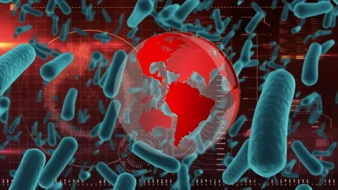 Animation of globe rotating over bacteri... | Stock Video | Pond5
