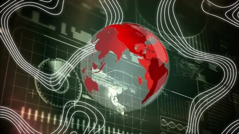 Animation of globe rotating over interfa... | Stock Video | Pond5