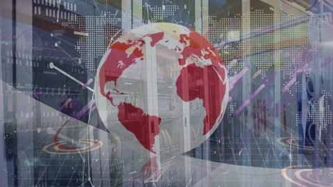 Animation of globe rotating over world m... | Stock Video | Pond5