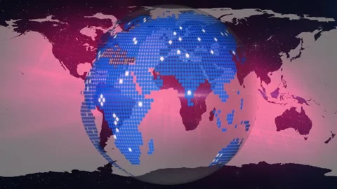 Animation of globe spinning over world m... | Stock Video | Pond5
