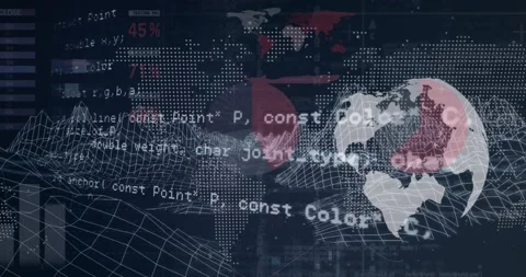 Animation of globe, world map and data p... | Stock Video | Pond5