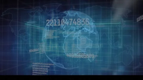 Animation of globe with world map, numbe... | Stock Video | Pond5