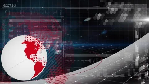 Animation of globes, loading bars, chang... | Stock Video | Pond5