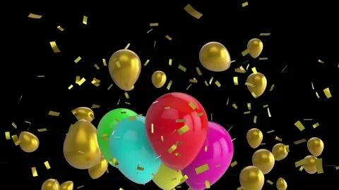 Animation of gold and colourful balloons... | Stock Video | Pond5
