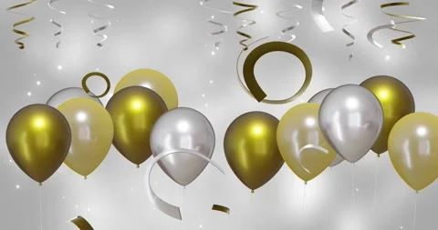 Animation of gold and silver balloons wi... | Stock Video | Pond5