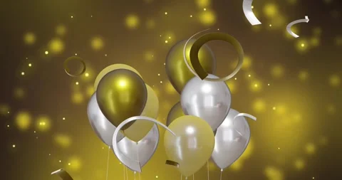 Animation of gold and silver balloons wi... | Stock Video | Pond5
