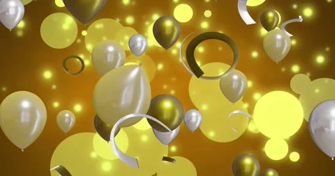 Animation of gold and silver balloons ov... | Stock Video | Pond5