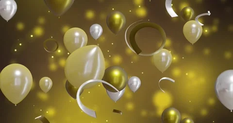 Animation of gold and silver balloons wi... | Stock Video | Pond5