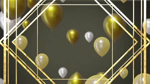 Animation of gold and silver balloons wi... | Stock Video | Pond5