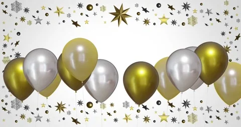 Animation of gold and silver balloons wi... | Stock Video | Pond5