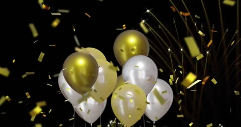 Animation of gold and silver balloons wi... | Stock Video | Pond5