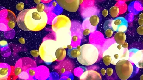 Animation of gold balloons and falling s... | Stock Video | Pond5