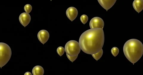 Animation of gold balloons on black back... | Stock Video | Pond5