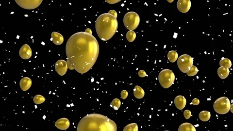 Animation of gold balloons flying and co... | Stock Video | Pond5