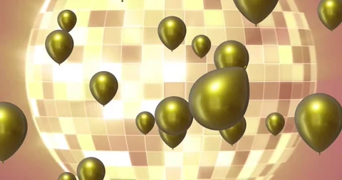 Animation of gold balloons with mirror b... | Stock Video | Pond5