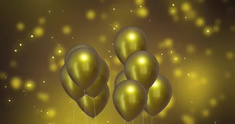 Animation of gold balloons over gold bac... | Stock Video | Pond5