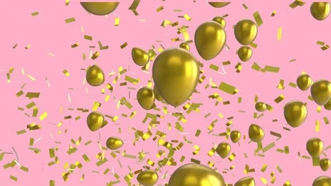 Animation of gold balloons rising, with ... | Stock Video | Pond5