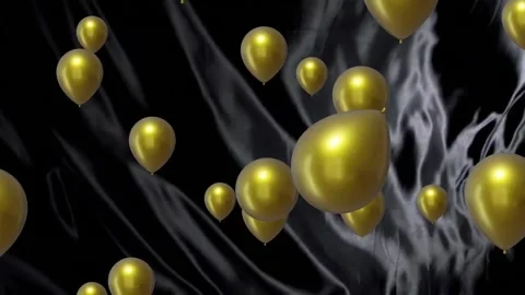 Animation of gold balloons with silver l... | Stock Video | Pond5