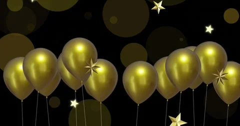 Animation of gold balloons with stars on... | Stock Video | Pond5