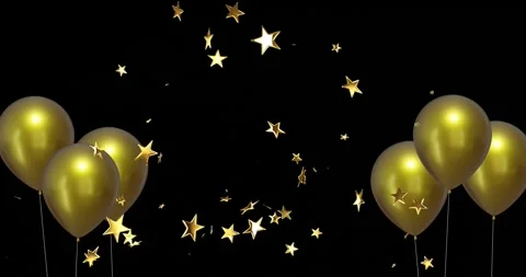 Animation of gold balloons with stars on... | Stock Video | Pond5