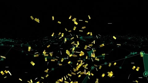 Animation of gold confetti falling over ... | Stock Video | Pond5