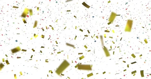 Animation of gold confetti falling on wh... | Stock Video | Pond5