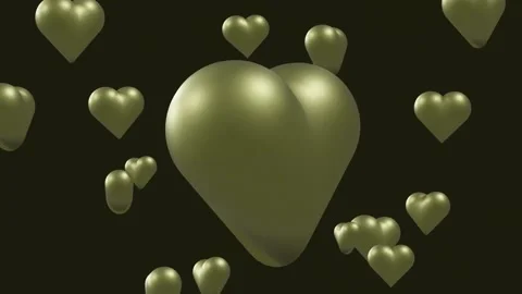 Animation of gold hearts moving on black... | Stock Video | Pond5