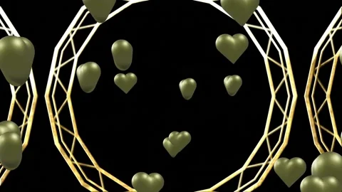 Animation of gold hearts over shapes on ... | Stock Video | Pond5