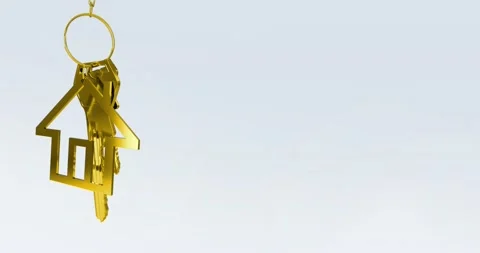 Animation of gold key with house keychai... | Stock Video | Pond5