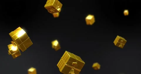 Animation of gold presents falling over ... | Stock Video | Pond5
