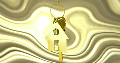 Animation of golden key and house over m... | Stock Video | Pond5
