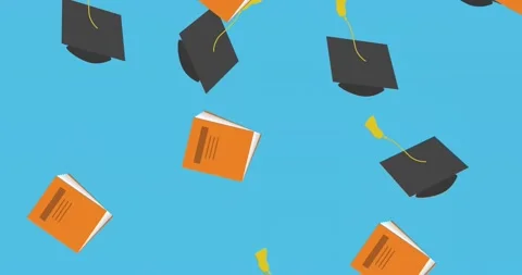 Animation of graduation caps and books f... | Stock Video | Pond5