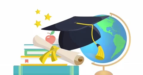 Animation of graduation hat and certific... | Stock Video | Pond5