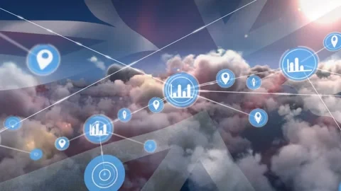 Animation of graph and gps icons connect... | Stock Video | Pond5