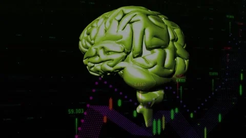 Animation of graph over rotating brain o... | Stock Video | Pond5
