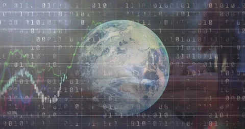 Animation of graphs and binary code over... | Stock Video | Pond5