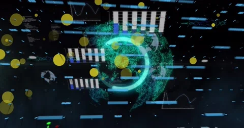 Animation of graphs and dots over globe ... | Stock Video | Pond5