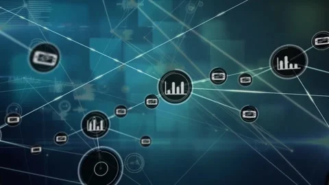 Animation of graphs and phone icons conn... | Stock Video | Pond5