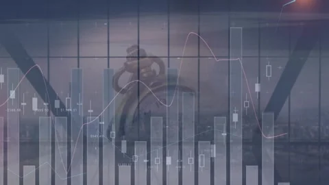 Animation of graphs and timer watch over... | Stock Video | Pond5