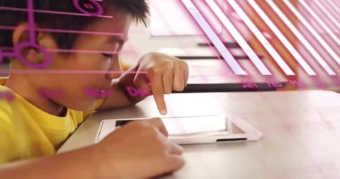 Animation of graphs, globe and computer ... | Stock Video | Pond5