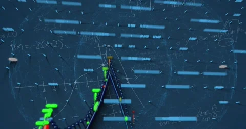 Animation of graphs, globe and math form... | Stock Video | Pond5
